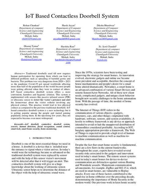 iot based contactless doorbell system research paper pdf internet