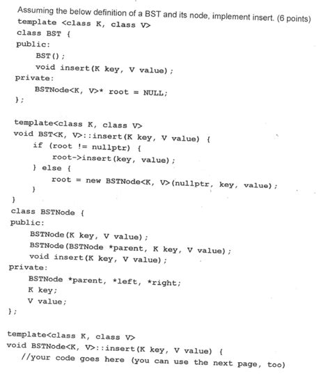 solved assuming the below definition of a bst and its node