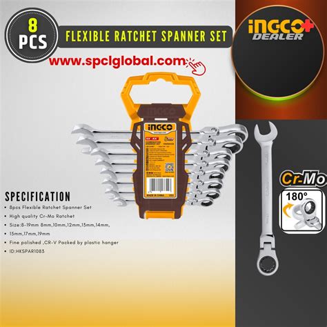 8 Pc Flexible Ratchet Spanner Set Spcl Global
