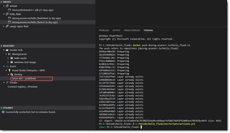Docker Extension In Vs Code Can Not Get The List Of Pushed Image From