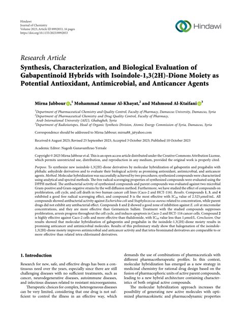 Pdf Synthesis Characterization And Biological Evaluation Of Gabapentinoid Hybrids With