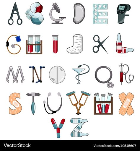 Medical Alphabet Royalty Free Vector Image Vectorstock