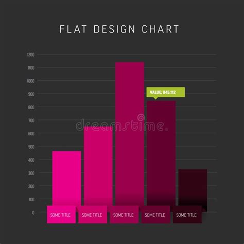 Vector Dark Flat Design Statistics Pink Columns Graph Infographic Stock