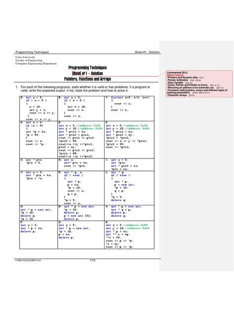 Sheet1 Solution Pointers Functions And Arrays Pdf