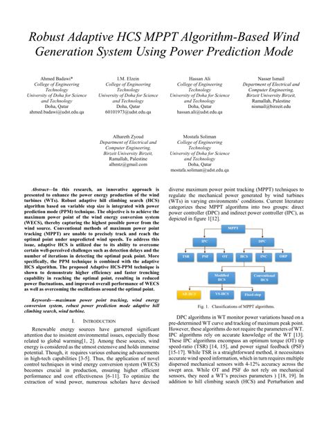pdf robust adaptive hcs mppt algorithm based wind generation system