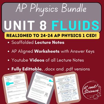 AP Physics 2 Unit 1 Fluids Lectures Practices And Videos By KcoolScience