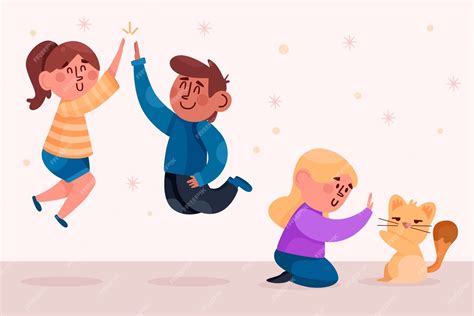 하이 파이브 일러스트 팩을주는 젊은 사람들 무료 벡터