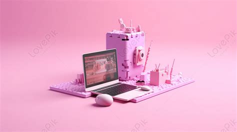 분홍색 배경의 소프트웨어 개발자가 코딩 언어를 개발하는 최소 만화 스타일 3d 렌더링 그림 만화 배경 소프트 배경 홍색 배경 이미지 Hd 만화 소프트 홍색 배경