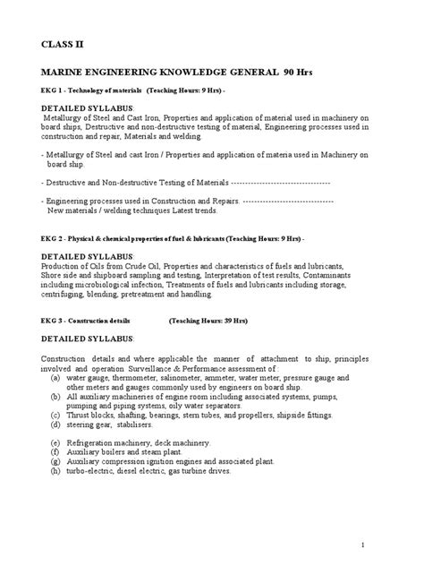 Class 2 Syllabus Pdf Diesel Engine Electric Motor