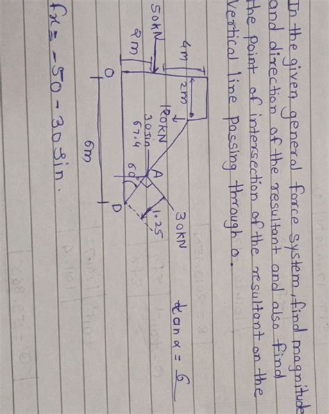 In The Given General Force System Find Magnitude And Direction Of The Re