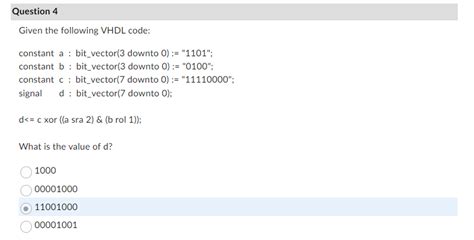 Solved Question 4given The Following Vhdl Codewhat Is The