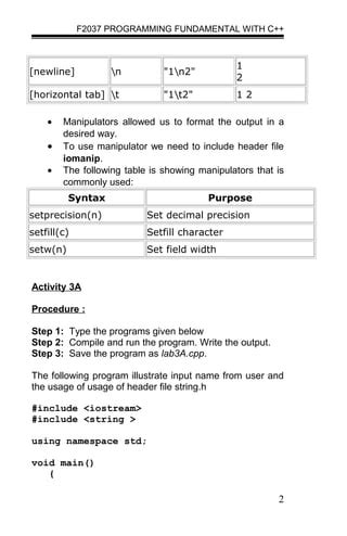 Labsheet DOC Programming Languages Computing
