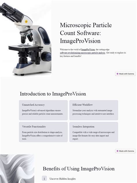 Microscopic Particle Count Software Imageprovision Pdf Automation