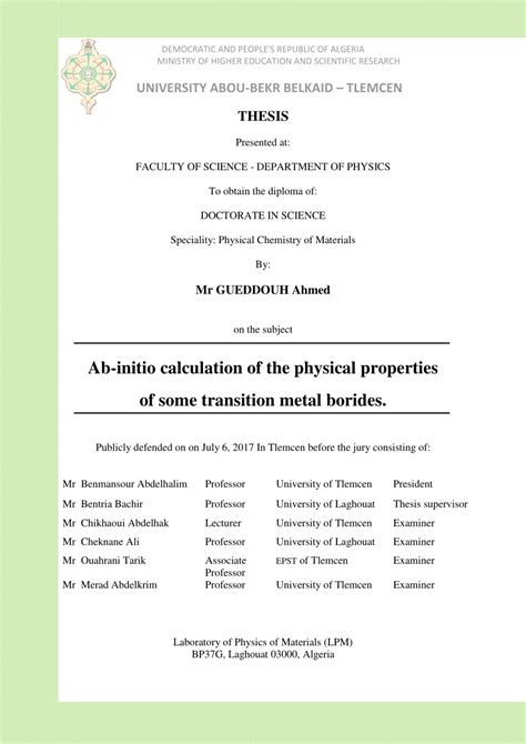 Pdf Ab Initio Calculation Of The Physical Properties Of Some