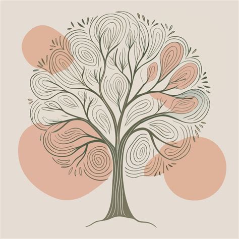 иллюстрация векторного дерева отпечатка пальца линейная схема Премиум Ai сгенерированный вектор