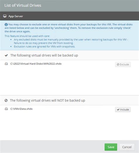 how do i exclude a virtual disk vhdx vmdk from my backups