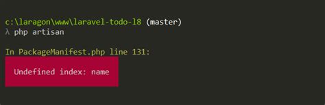 Erreur Laravel In Packagemanisfestphp Line 131 Undefined Index Name Apprendre Le