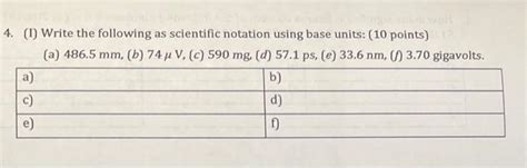 Solved I Write The Following As Scientific Notation Chegg