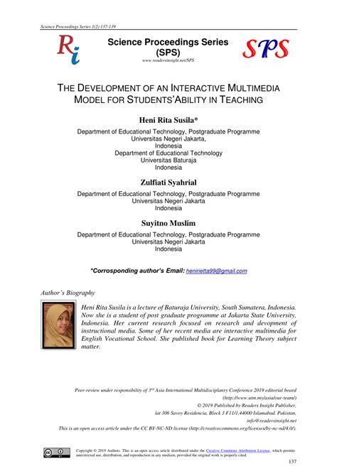 Pdf Science Proceedings Series Sps The Development Of An