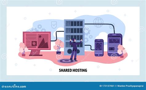 data center and web hosting concept engineer install server software