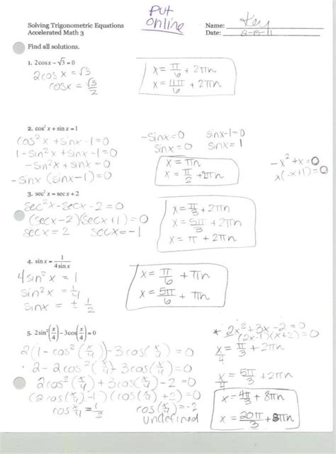Simplifying Trig Identities Worksheet — Db