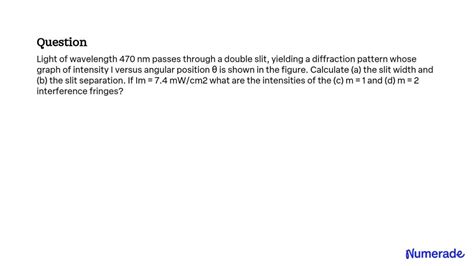 Solved Light Of Wavelength 470 Nm Passes Through A Double Slit Yielding A Diffraction Pattern