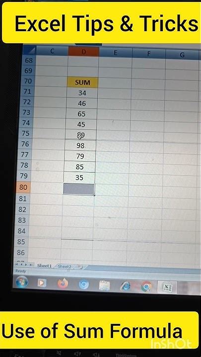 Use Of Sum Formula In Excel Exceltips Exceltutorial Shorts