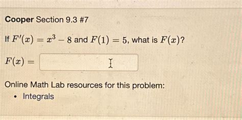 solved cooper section 9 3 ﻿ 7if f x x3 8 ﻿and f 1 5
