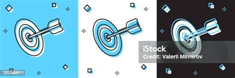 파란색과 흰색 검은 색 배경에 격리 된 목표 재무 목표 개념 아이콘을 설정합니다 상징적 인 목표 달성 성공 벡터 개념에 대한 스톡 벡터 아트 및 기타 이미지 Istock