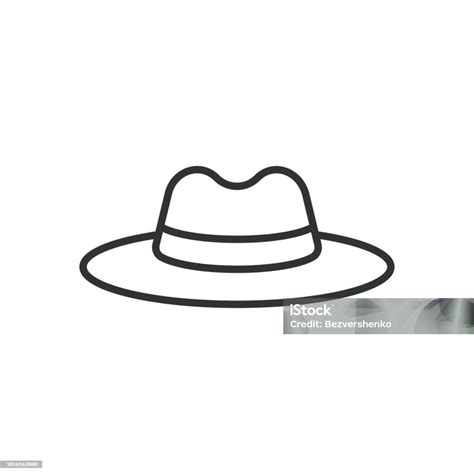 웨스턴 카우보이 모자의 아이콘 라인 디자인 서부 카우보이 모자 모자 미국 오래 된 서부 와일드 웨스트 컨트리 모자 벡터 일러스트