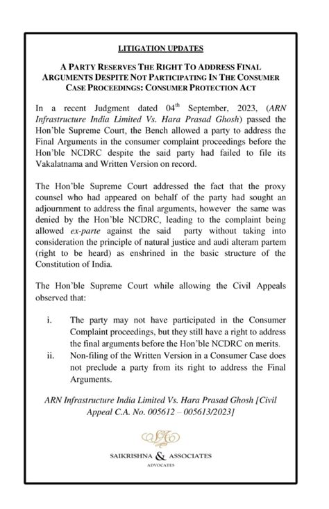 Sneha Jain On Linkedin Litigation Updates By Saikrishna And Associates