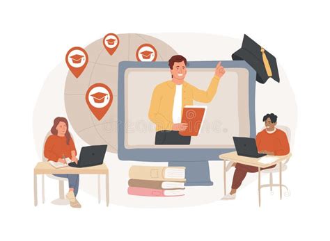 Global Online Education Isolated Concept Vector Illustration Stock Vector Illustration Of