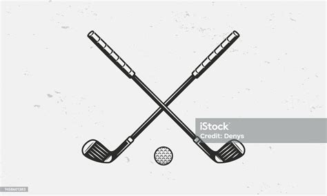 골프 클럽과 공 실루엣은 흰색 배경에 격리되어 있습니다 교차 골프 클럽 로고 배지 배너 라벨에 대한 빈티지 디자인 요소 벡터