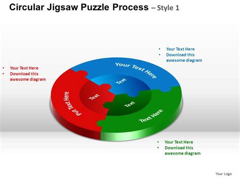 Circular Jigsaw Puzzle Flowchart Process Diagram Style Ppt Templates