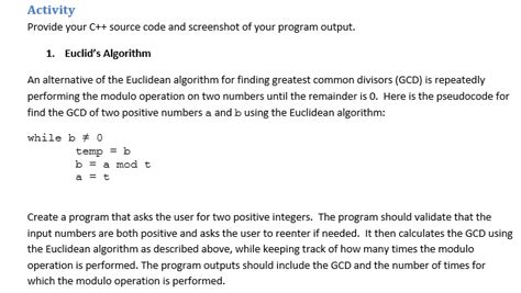 Solved Activity Provide Your C Source Code And Screenshot