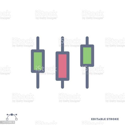 촛대 차트 색상 플랫 라인 아이콘 디자인 편집 가능한 스트로크 웹 페이지 모바일 앱 Ui Ux 및 Gui 디자인에 적합합니다 아이콘에 대한 스톡 벡터 아트 및 기타 이미지
