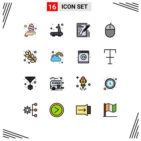16 User Interface Flat Color Filled Line Pack Of Modern Signs And Symbols Of Mouse Gadget Edit