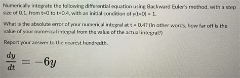 Solved Numerically Integrate The Following Differential
