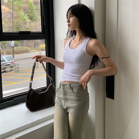 때깔닷컴 골지 스판 베이직 망고 나시 민소매 티셔츠