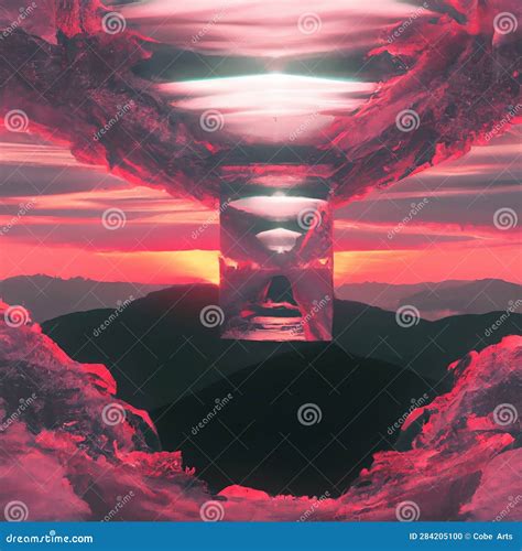 Retro Futuristic Synthwave Retrowave Styled Vaporwave 80s Cyberpunk Style Synthwave Landscape