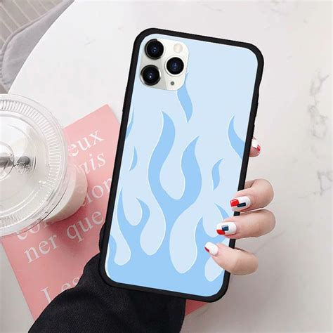 Fashion Pink Flames Phone Case For Iphone XS MAX SE X Pro XR Plus Fire Silicone