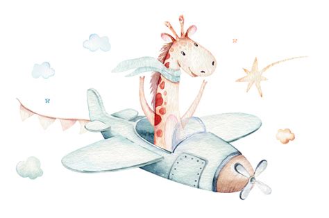 수채화 세트 아기 만화 귀여운 파일럿 항공 배경 그림 비행기 풍선 구름완료 멋진 하늘 수송의 그림 유치한 소년 패턴 베이비 샤워 일러스트레이션입니다 귀여운에 대한 스톡 벡터