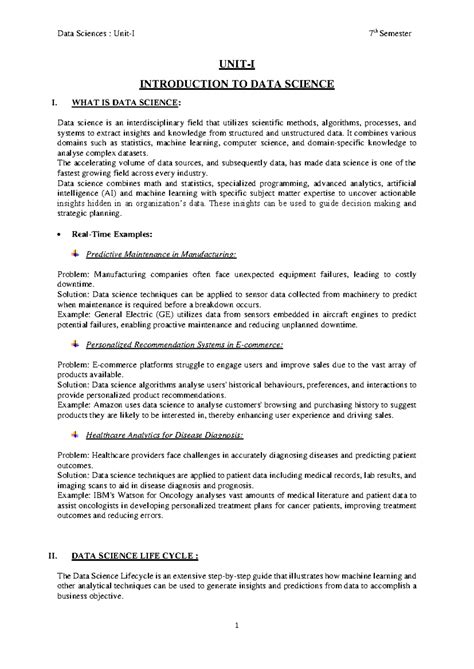 unit i notes for data science unit i introduction to data science