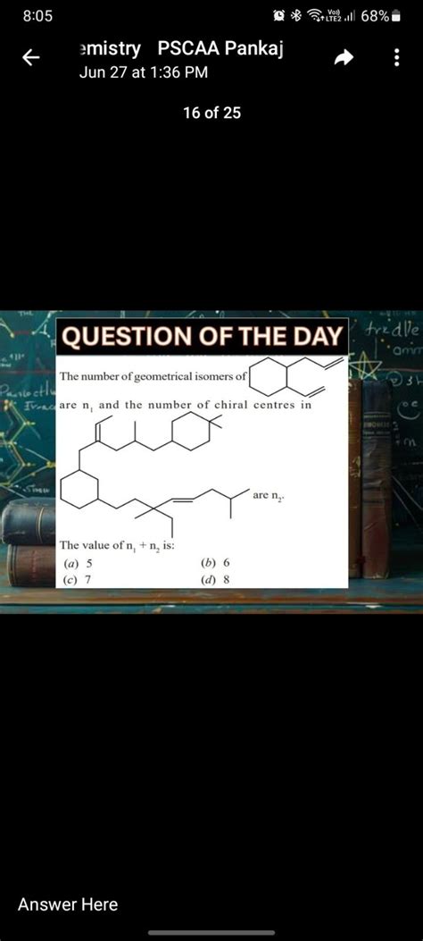 The Number Of Geometrical Isomers Of The First Molecule Are N1 And The N