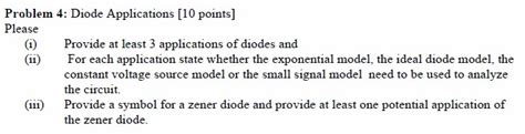 Solved Problem Diode Applications Points Please I Chegg Com