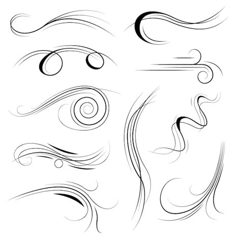 Premium Vector Set Black Collection Simple Line Winds Gust Squall