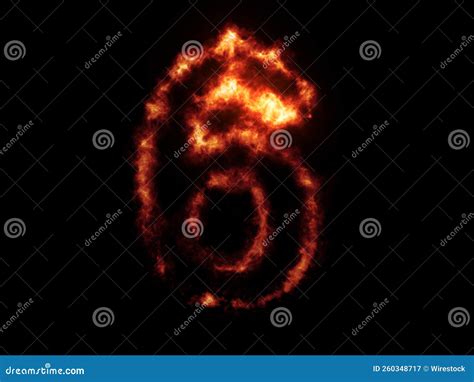 Number 6 In Red Flames On A Dark Background Stock Illustration Illustration Of Graphic