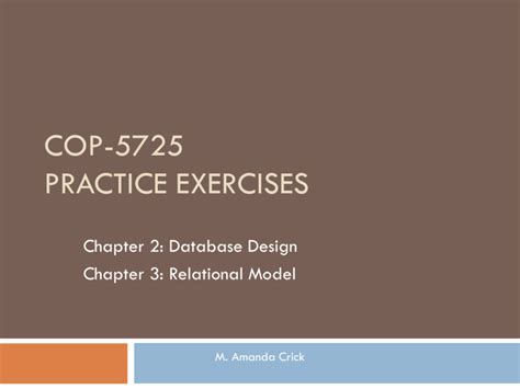 Database Design And Relational Model Exercises