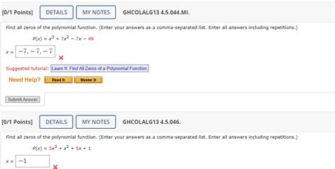 Solved 1 Find All Zeros Of The Polynomial Function Enter