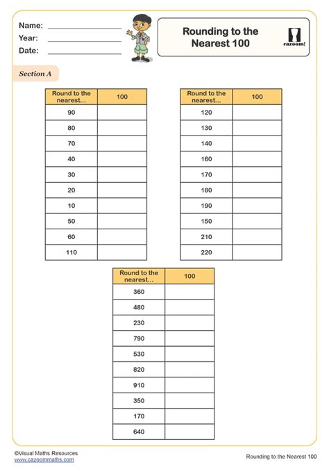 Rounding Numbers To The Nearest 100 Using Number Lines B Worksheet